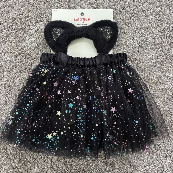 Costumes | Nwt Child Black Glutter Tutu And Cat Ears Headband | Poshmark